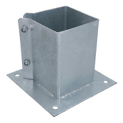 Fence Post Bolt Down Shoe Holder Support Clamp Galvanised 100 x 100mm 2PK
