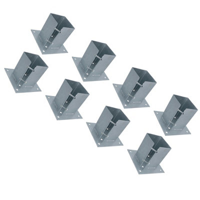 Fence Post Bolt Down Shoe Holder Support Clamp Galvanised 100 x 100mm 8PK
