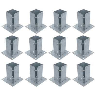 Fence Post Bolt Down Shoe Holder Support Clamp Galvanised 75 x 75mm 12PK