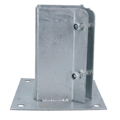 Fence Post Bolt Down Shoe Holder Support Clamp Galvanised 75 x 75mm 2PK