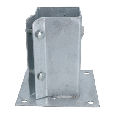 FENCE POST BOLT DOWN SHOE HOLDER SUPPORT CLAMP GALVANISED 75 X 75MM 2PK