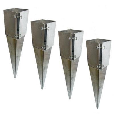 Fence Post Holder Support Drive In Spike Galvanised 100 x 100 x 750mm 4PK