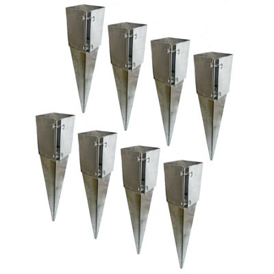 Fence Post Holder Support Drive In Spike Galvanised 100 x 100 x 750mm 8PK