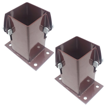 Fence Post Shoe 100mm PACK of 2 Flush Fit Bolt Down Bracket Post Holder ...
