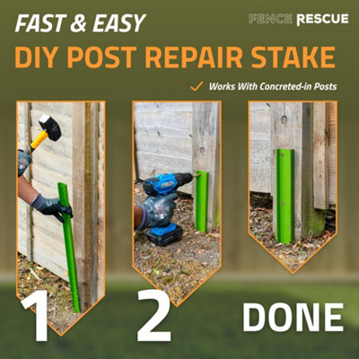 Fence Rescue - Post Repair Stake Anchor - Ideal for Wooden Posts Set in ...
