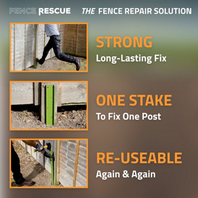 Fence Rescue - Post Repair Stake Anchor - Ideal for Wooden Posts Set in ...
