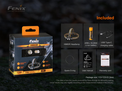 Fenix HM60R, USB-C Rechargeable Head Torch - 1200 lm - 116m Beam - 350 ...
