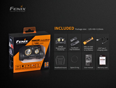Fenix HM65R ShadowMaster, USB-C Rechargeable Head Torch - 1200 lm - 168m Beam - Powerful 5-150 ...