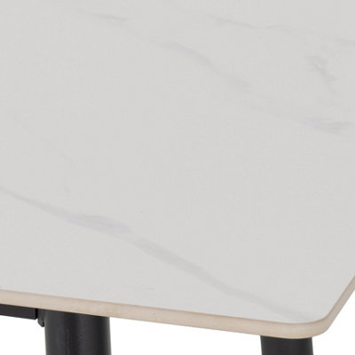 Fenton Dining Table White Marble Stone Effect