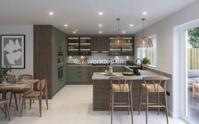 Fenton Painted (Laser Edged) Slab Reed Green- Replacement Kitchen Doors ...