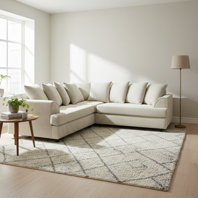 Ferguson Chenille Corner Sofa with Deep Seats and Angular Arms