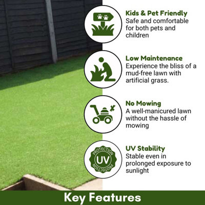 Fern 20mm Soft Outdoor Artificial Grass, Value For Money, Pet-Friendly ...