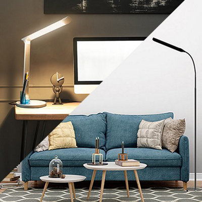 Fern Howard LED Bundle - 1 x Black Floor Lamp and 1 x White Desk Lamp ...