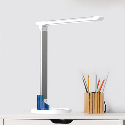 Fern Howard White Dimmable LED Desk Lamp with USB charging port (mains ...