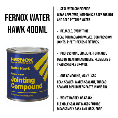 Fernox Water Hawk 400 g Jointing Compound WRAS Approved Leak & Water ...
