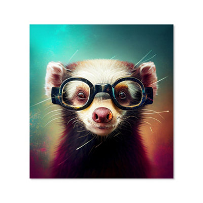 Ferret With Glasses Splashart Premium Glass Kitchen Splashback W600mm x ...