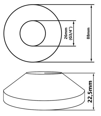 Ferro Cone Shaped Chrome Plated Steel 3/4" Inch Pipe Collar Oval Cover ...