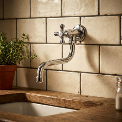 Ferro Single Knob Vintage Crosshead Cold Water Wall Mounted Swivel ...