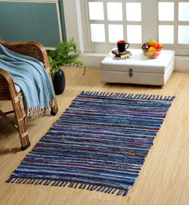 Festival Recycled Cotton Blend Rag Rug in Varied Colourways Indoor and ...