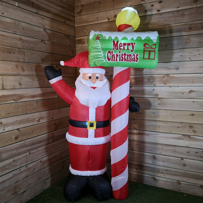 Festive Christmas 240cm Inflatable Light Up Outdoor Indoor Santa With ...