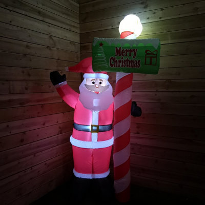 Festive Christmas 240cm Inflatable Light Up Outdoor Indoor Santa With Sign
