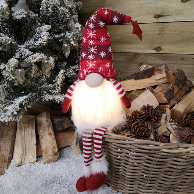 Festive Christmas Sitting Gonk with Dangly Legs & LED Light 48cm RED ...