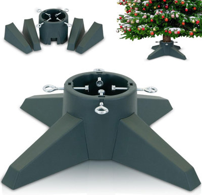 Festive Fix Christmas Tree Stand, Heavy Duty Holder for 6ft Real Trees ...