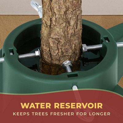 Festive Fix Christmas Tree Stand, Heavy Duty Holder for 6ft Real Trees ...