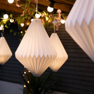Festive Lights 43cm Solar Powered White Polypropylene SMD LED Hanging ...