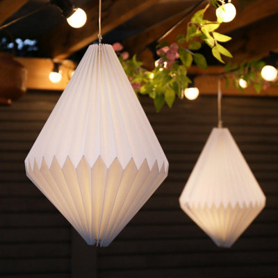 Festive Lights 43cm Solar Powered White Polypropylene SMD LED Hanging ...