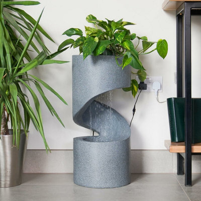 Festive Lights Solar & Plug-in Grey Spiral Rainfall Water Feature with ...