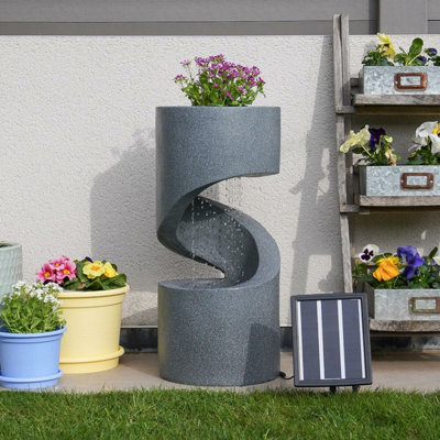 Festive Lights Solar & Plug-in Grey Spiral Rainfall Water Feature with ...