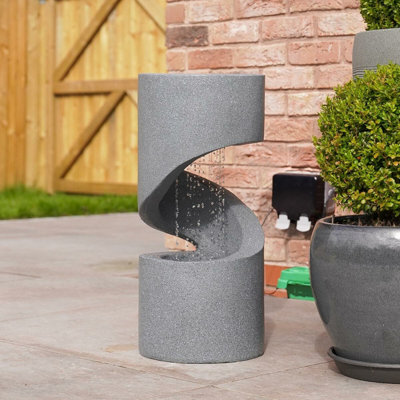 Festive Lights Solar & Plug-in Grey Spiral Rainfall Water Feature with ...