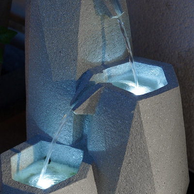 Festive Lights Solar & Plug-in White Serenity Cascading Fountain LED ...