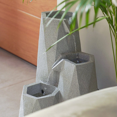 Festive Lights Solar & Plug-in White Serenity Cascading Fountain LED ...