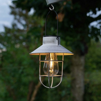 Festive Lights Solar Powered Filament Effect Hanging Fisherman Lantern ...