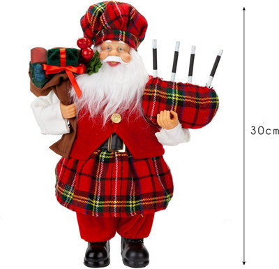 Festive Scottish Standing Father Christmas 30CM