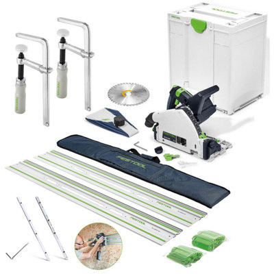 Festool TSC55 KEB-Basic 36V Twin 18v Cordless Plunge Saw 160mm +2 Rails ...