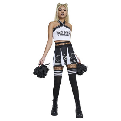 Fever Womens/Ladies Vampire Cheerleader Costume Set Black/White (L)