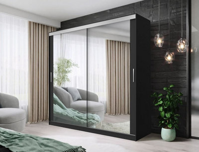 FHIF DUBAI TOKYO 180cm Black Sliding Door Wardrobe Modern Bedroom ...