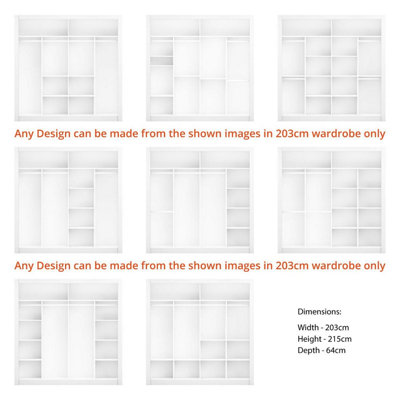 FHIF IBIZA 203cm White Sliding Door Wardrobe Modern Bedroom Storage ...