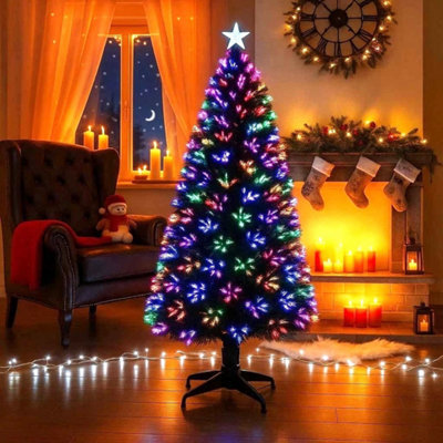 Fiber Optic Christmas Xmas Tree Pre Lit Colour Changing LED Lights Star ...