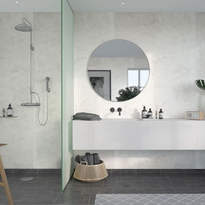 Fibo Signature White Marble Wall Panel | DIY at B&Q