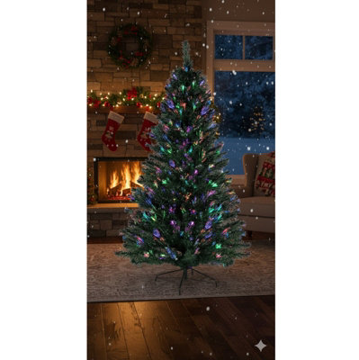 Fibre Optic Artificial Christmas Tree - Realistic PVC Pine Xmas Tree ...