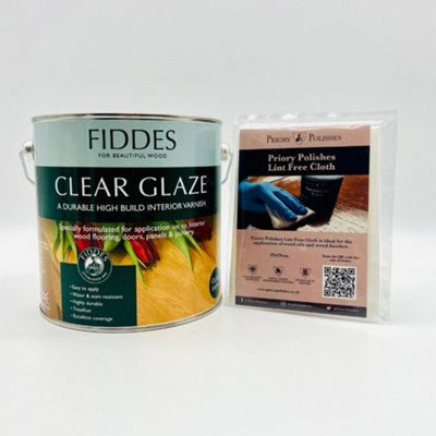 Fiddes Clear Glaze Clear 2.5L & Priory Polishes Lint Free Cloth