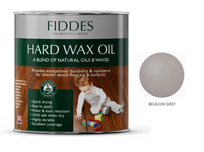 Fiddes Hard Wax Oil Satin Belgium Grey 2.5L | DIY at B&Q