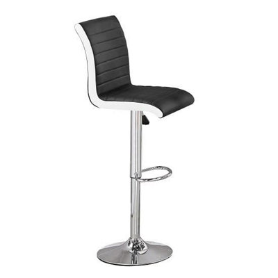 Fiesta Black High Gloss Bar Table With 2 Ritz Black White Stools