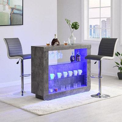 Fiesta Concrete Effect Bar Table With 2 Ritz Grey White Stools | DIY at B&Q