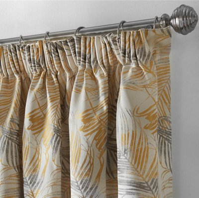 Fiji Pencil Pleat Taped Top Curtains Ochre/Silver