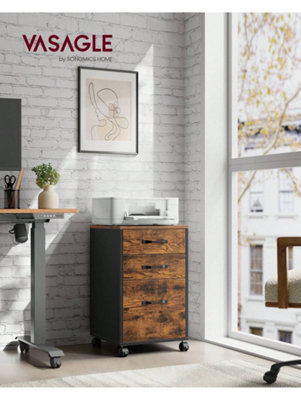 File Cabinet With 3 Drawers, Rolling Office Filing Cabinet With Wheels ...